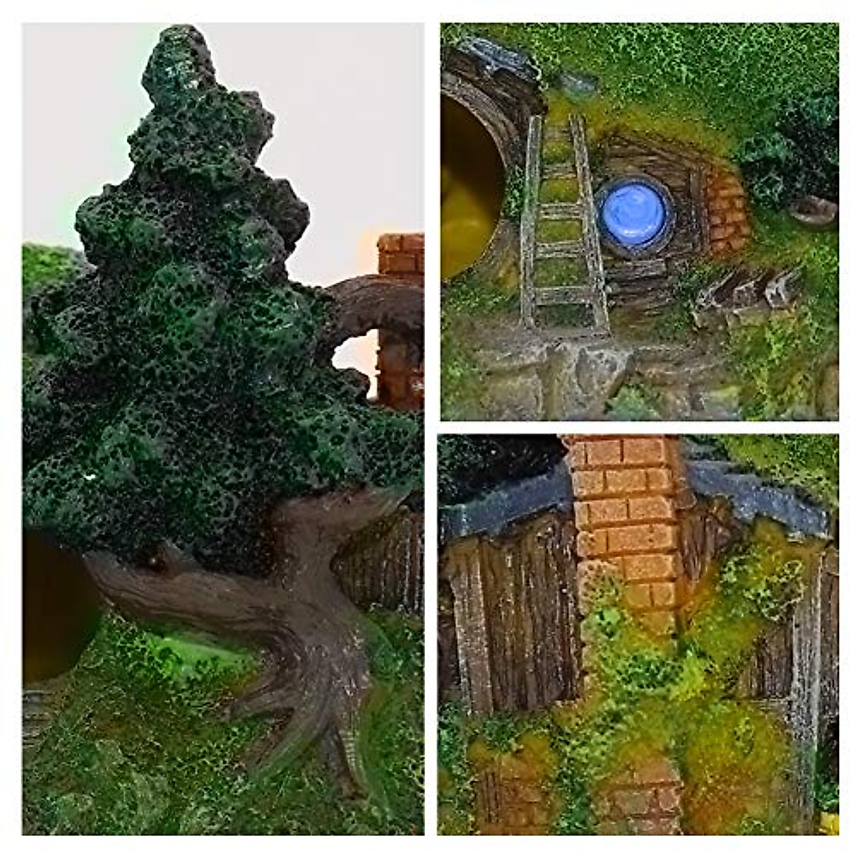 Ulifery Hobbit House Fish Tank Decorations, Natural Aquarium Ornament Cave Reptile Hole Shelter for Betta Hiding/Miniature Garden, Small