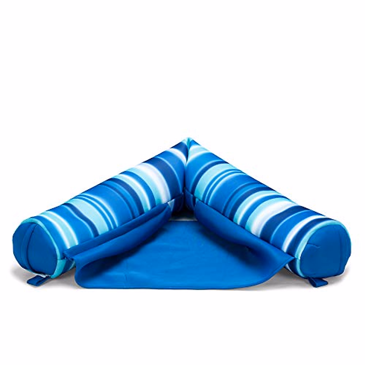 Big Joe Captain's Float 2.0 w/Cup Holder, Blurred Stripe Blue & Noodle Sling, Blurred Blue