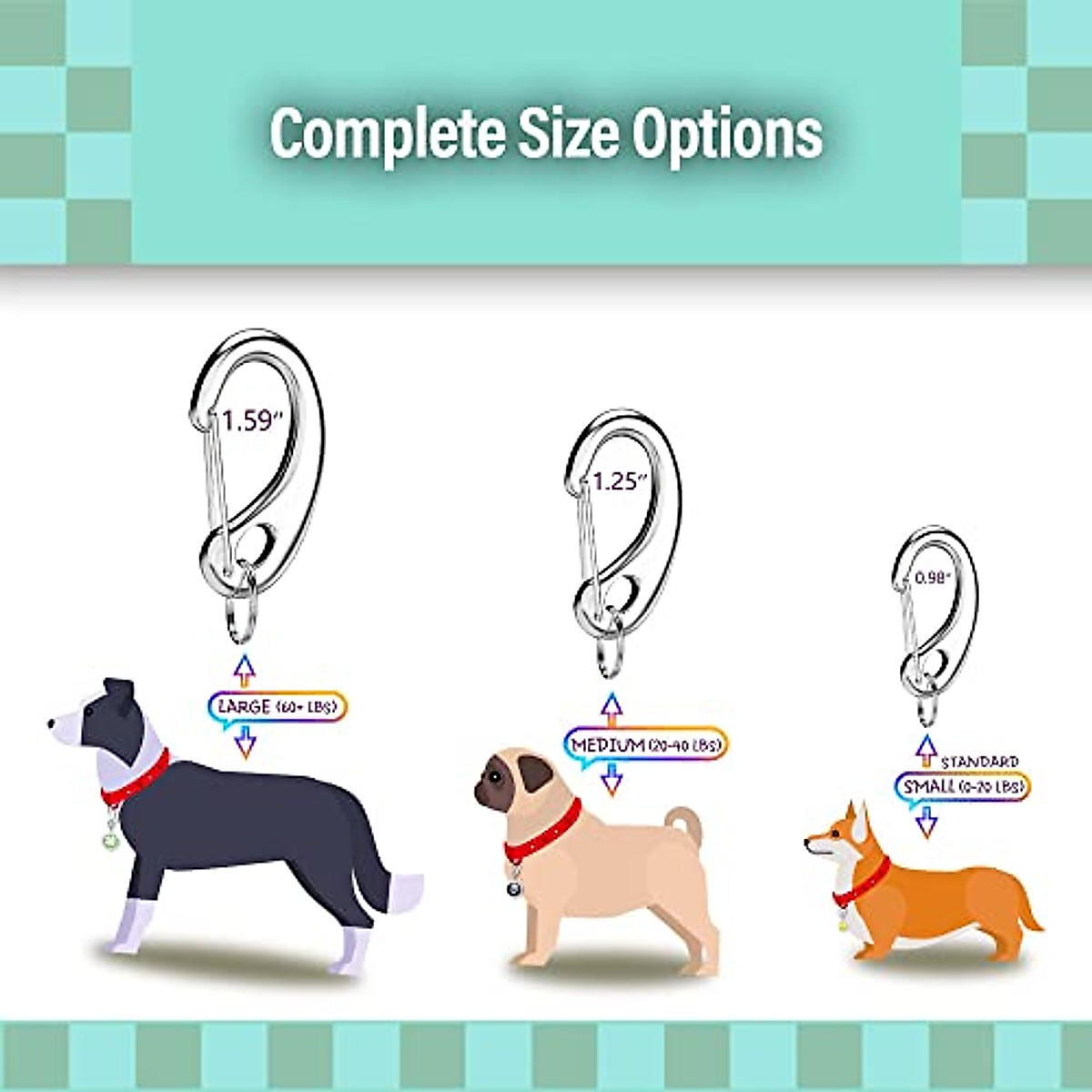 Leash King Dog Tag/Pet Tag w/Pet Tag Quick Clip Combos- 2 Pairs (4 pcs) of Standard Quick Clips - Entirely sugrical Stainless Steel