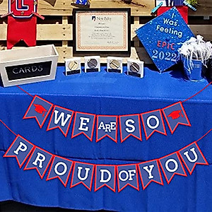 DOMOO OF DREAMS Red Blue We are So Proud of You Banner 2022 Graduation Party Garland Backdrop Decoration Gift Ideas