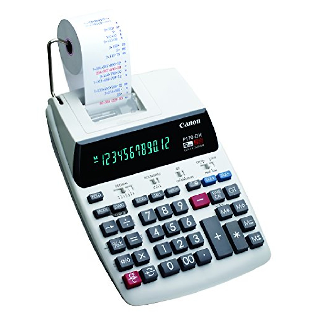 Canon Office Products 2204C001 Canon P170-DH-3 Desktop Printing Calculator with Currency Conversion, Clock & Calendar, and Time Calculation, Black/White/Silver, 14.60 Inch x 9.60 Inch x 3.00 Inch
