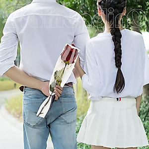 Framendino, 100 Pack Single Rose Clear Bags Flower Packaging Bag Floral Bouquet Wrapping Paper for Birthday Gift Valentines Day