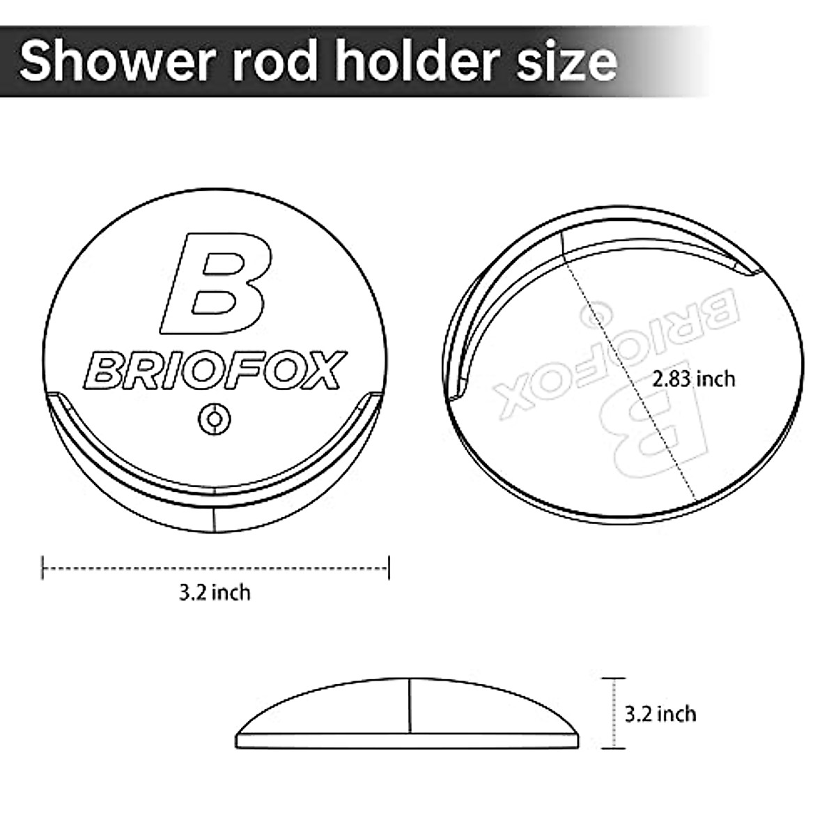 BRIOFOX Shower Curtain Rod Holder 3M Adhesive | Heat Resistant | Waterproof | Max Load 60 lbs Shower Rod Retainer for Wall, 2 Pack, Nickel (Rod Not Included)