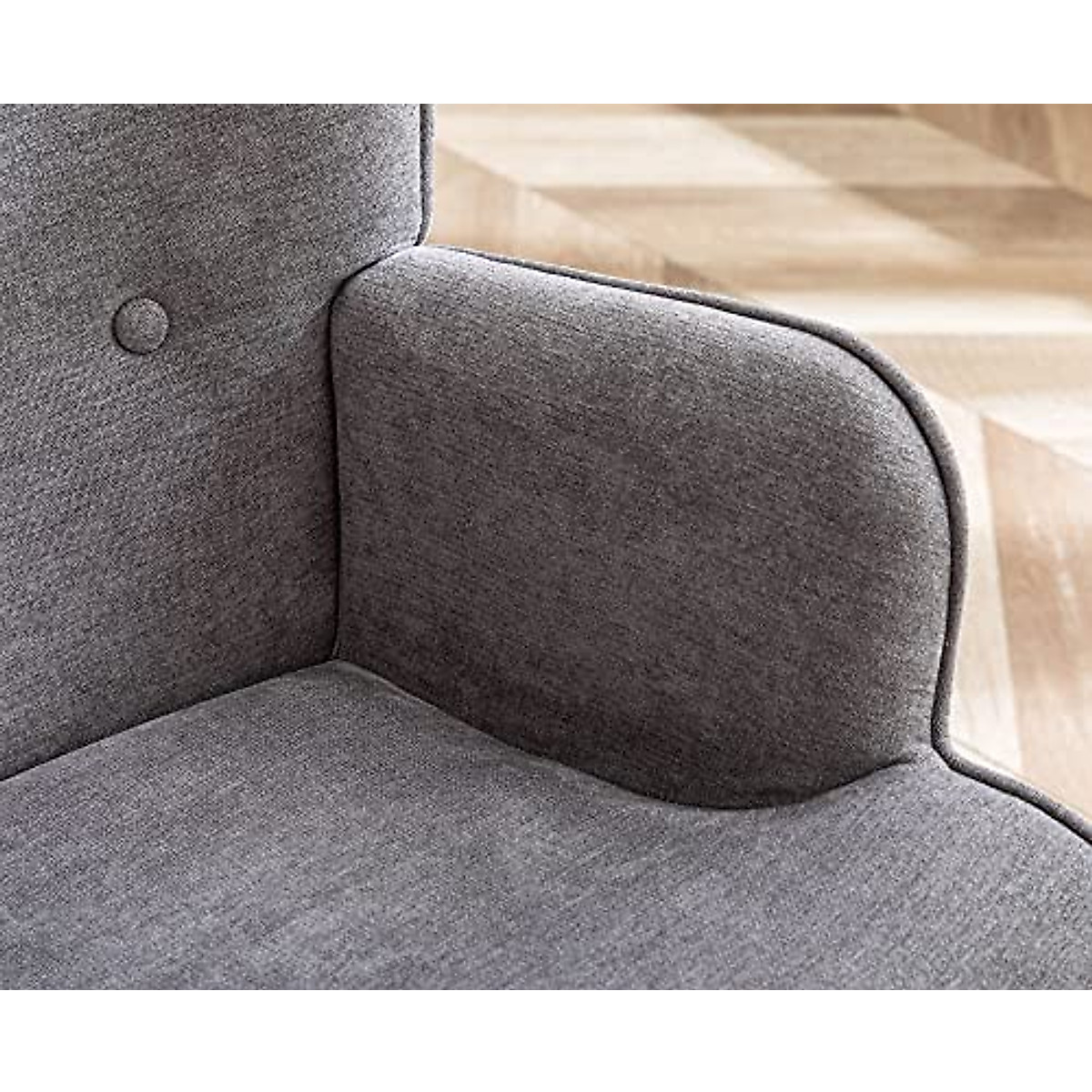 VESCASA Linen Rocking Chair with Tufted Wingback，23.5" Wide Midcentury Modern Indoor Glider Rocker with Arms for Nursery/Reading/Living Room/Bedroom, Grey