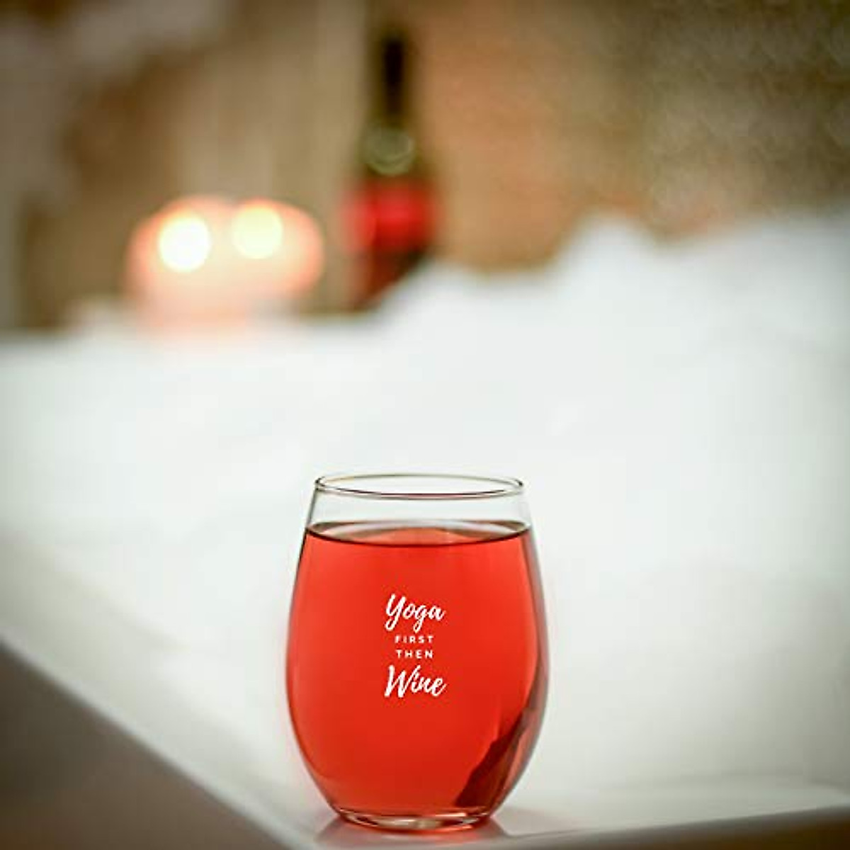 Firelou's Bargains, Yoga First Then Wine 15 oz. Novelty Stemless Wine Glass, Great gift for Yoga and Wine lovers. Relax with your favorite beverage after an intense Yoga session.