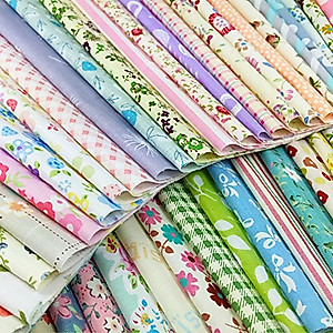 flic-flac Quilting Fabric Squares 100% Cotton Precut Quilt Sewing Floral Fabrics for Craft DIY (8 x 8 inches, 30pcs)