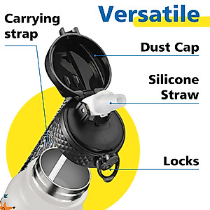 Han's Bottle Kids Water Bottle with Straw Lid - Insulated Stainless Steel Reusable Tumbler for Toddlers,Girls,Boys,Thermo Mug,12oz,Forest Animals