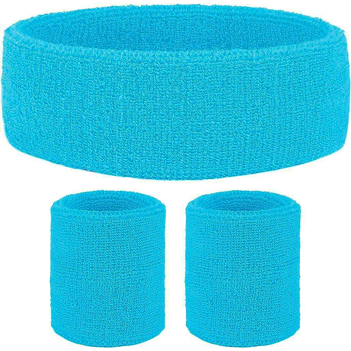 80s Sweatbands and Wristbands, Neon Sweatbands 80s, Sports Headband and Wristband Sets in 5 Colors