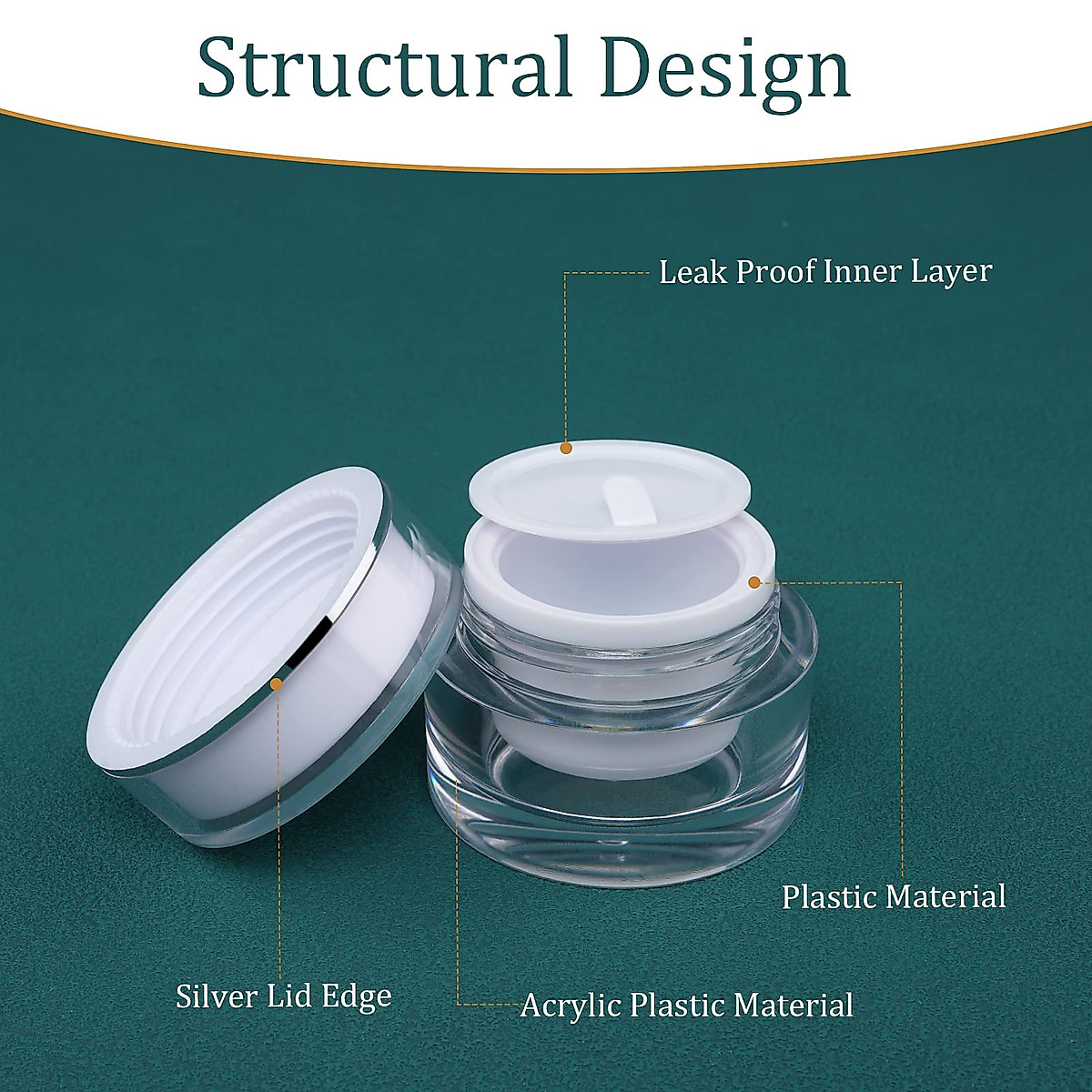 Cosywell 4pcs 0.5oz Plastic Cream Jars 15 Gram Clear Lotion Travel Containers with Lids Leak Proof Wide Mouth Moisturizer Container for Creams Beauty Products Cosmetics Powder Jewelry (0.5oz, Clear)