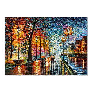 Alenoss Abstract Canvas Paintings 3D Modern Oil Paintings on Canvas 28x40 Inches Contemporary Colorful Landscape Wall Art Romantic Couples Blue Artwork for Home Decorations