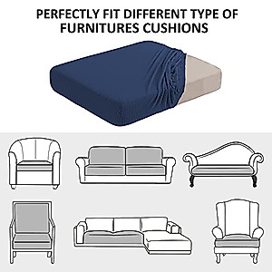 NC HOME Water Repellent Individual Couch Cushion Slipcovers, Sofa Slip Covers for Loveseat Couch Cushion, Camper Dinette Cushion Covers, Washable (2 Pieces, Navy)