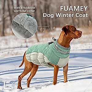 FUAMEY Dog Winter Jacket,Dog Cold Weather Coats Paded Dog Vest with Harness Built in Pet Warm Clothes Dog Apparel with Back Zipper Dog Water Resistant Coat for Small Medium Large Dogs Mint Green XS