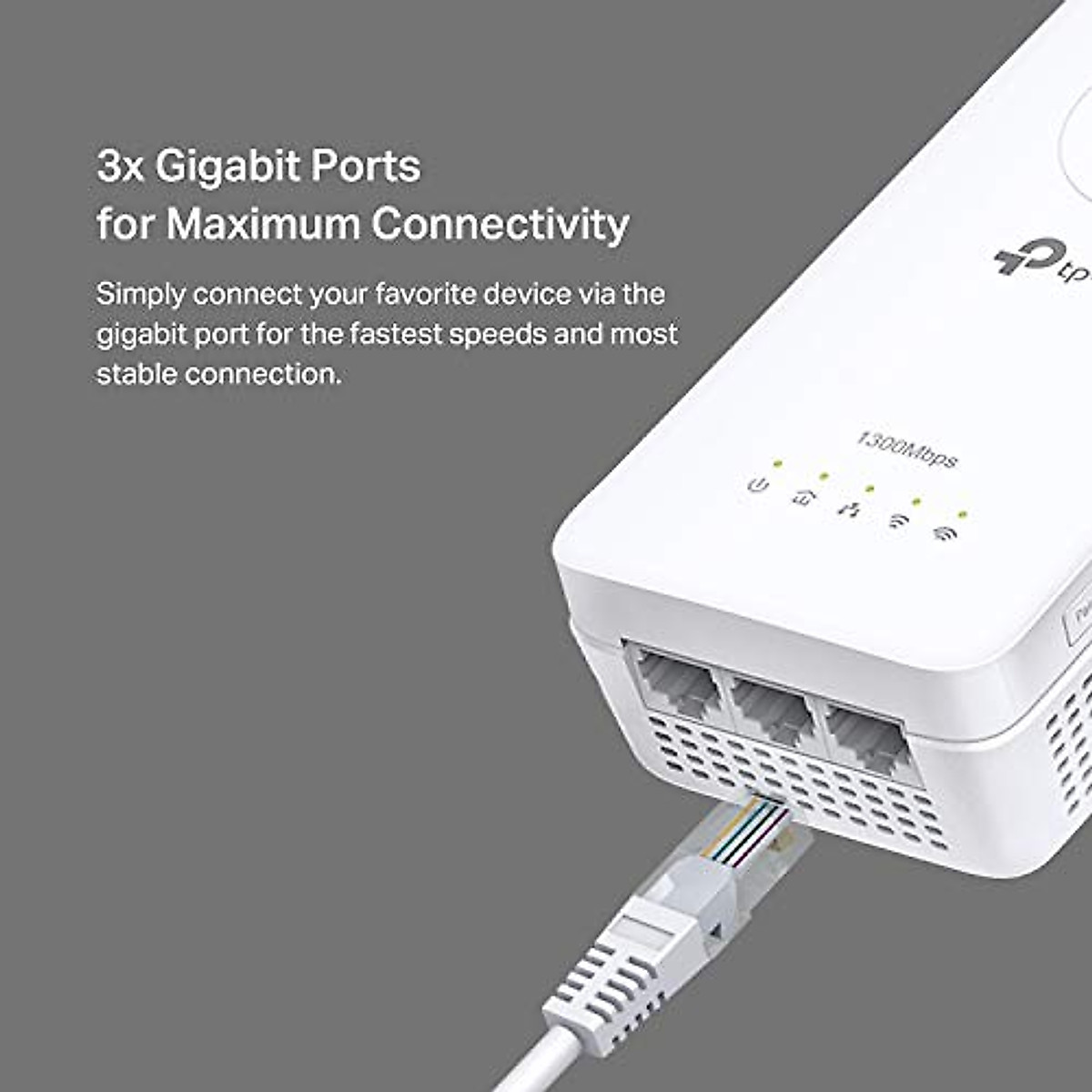 TP-Link Powerline WiFi Extender(TL-WPA8631P KIT)- AV1300 Powerline Ethernet Adapter with AC1200 Dual Band WiFi, Gigabit Port, Passthrough, OneMesh, Plug & Play, Ideal for Gaming/4K TV