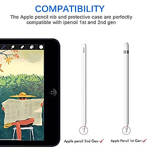 Pencil Tips Compatible with Apple Pencil 1st & 2nd Generation, Replacement Tips (4 Pack) and Nibs Protector Cover (4 Pack) for iPad Pro Pen