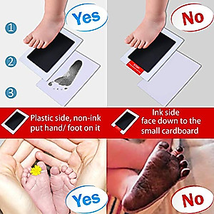 Vienrose Baby Photo Album Self Adhesive Memory Book 4x6 Magnetic Scrapbook Kit with Clean-Touch Ink Pad Handprint Footprint and A Metallic Pen for Boy/Girl 2 Windows 40 Pages Grey