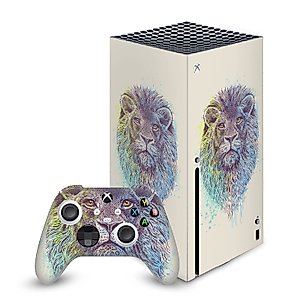 Head Case Designs Officially Licensed Rachel Caldwell Lion Art Mix Vinyl Sticker Gaming Skin Decal Cover Compatible With Xbox Series X Console and Controller Bundle