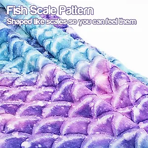 Catalonia Kids Mermaid Tail Blanket, Super Soft Plush Flannel Sleeping Snuggle Blanket for Girls, Galaxy, Fish Scale Pattern, Gift Idea