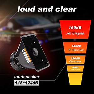 YHAAVALE CJB200P Amplifier Police Siren & Black Plastic Square Speaker,DC12V 200W 9 Tones Wired Handheld Microphone Loudspeaker Emergency Siren Electronic PA System