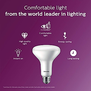 PHILIPS LED Flicker-Free BR30 Light Bulb, EyeComfort Technology, Non-Dimmable, 650 Lumen, Daylight (5000K), 9W=65W, E26 Base, 6-Pack
