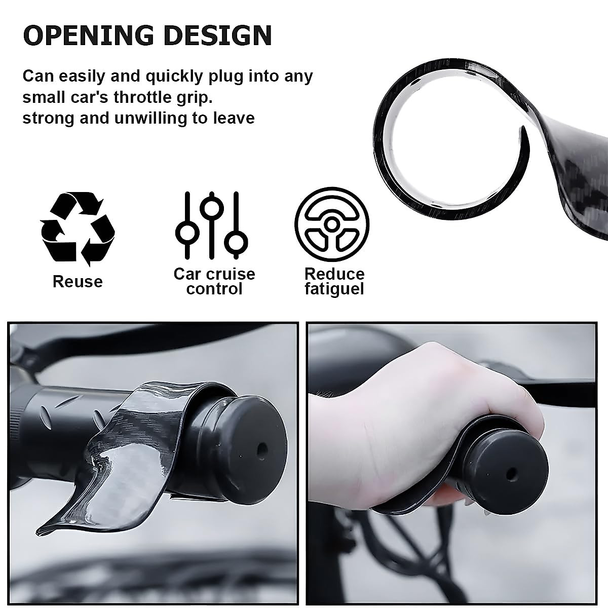 zipelo Motorcyle Cruise Control, 2pcs Throttle Mounted Motorcycle Cruise Assist, HandRest Wrist Hand Control Grips, ABS Motorcycle Throttle Grip Accelerator Assistant for Handlebar