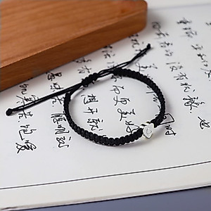 tenghong2021 Heart Initial Bracelets 26 Letters Initial Charms Bracelet for Women Gifts Handmade Rope Braided Adjustable Jewelry for Mom Daughter Birthday Jewelry Gift-Silver C