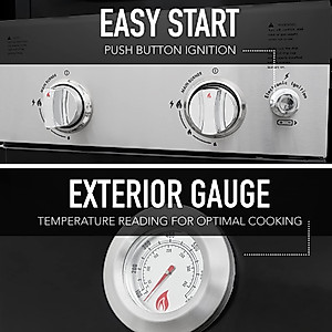 Permasteel 2-Burner Propane Gas Grill, BBQ Grill with Foldable Side Tables & Tool Hooks, Perfect for Outdoor Cooking, Patio & Garden, Black