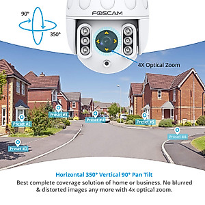 FOSCAM HT2 1080p Outdoor 2.4g/5gHz WiFi PTZ IP Camera, 4X Optical Zoom Pan Tilt Security Surveillance Speed Dome, 2-Way Audio with Mic & Speaker, 165ft Night Vision, CMOS Image Sensor, IP66