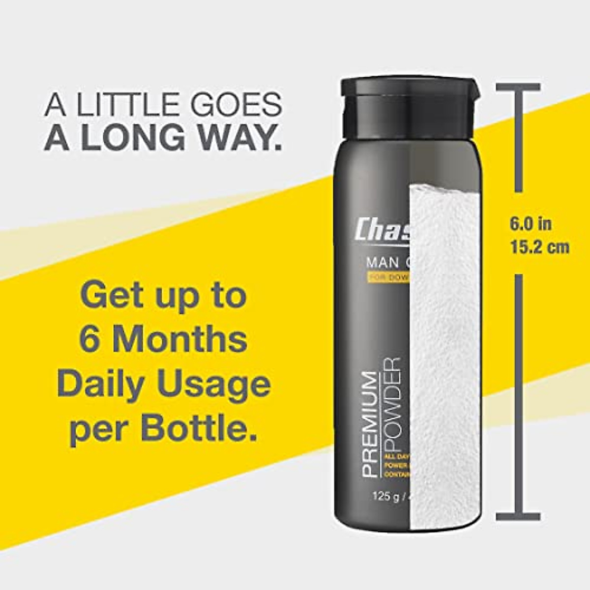 Chassis Ice Premium Natural Body Powder for Men, Anti-Chafing Powder with Odor-Absorbing Formula, Cooling Powder Free of Talc, Aluminum, Menthol, and Parabens, Original Fresh Scent