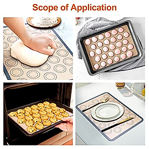 Silicone Baking Mat - HOOMIL Set of 2 Reusable Macaroon Baking Mats, Heat Resistant Food Grade Cooking Bakeware Mats for Pizza, Cookies, Bread and Pastry