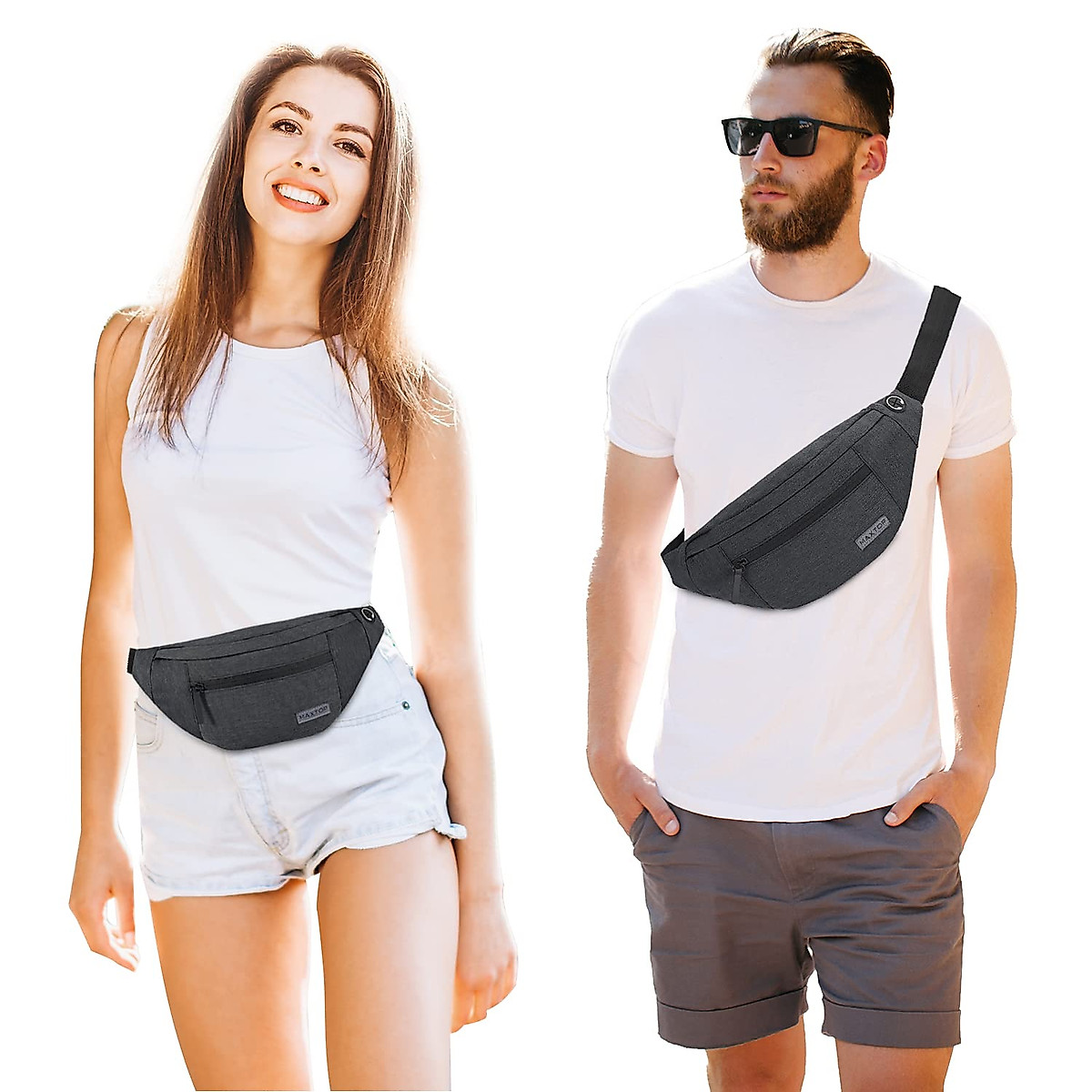 Crossbody Fanny Pack Belt Bags Women Men Shoulder Sling Bag with 4-Zipper Pockets,Gifts for Enjoy Sports Festival Workout Traveling Running Casual Hands-Free Waist Pack Carrying All Phones, Large