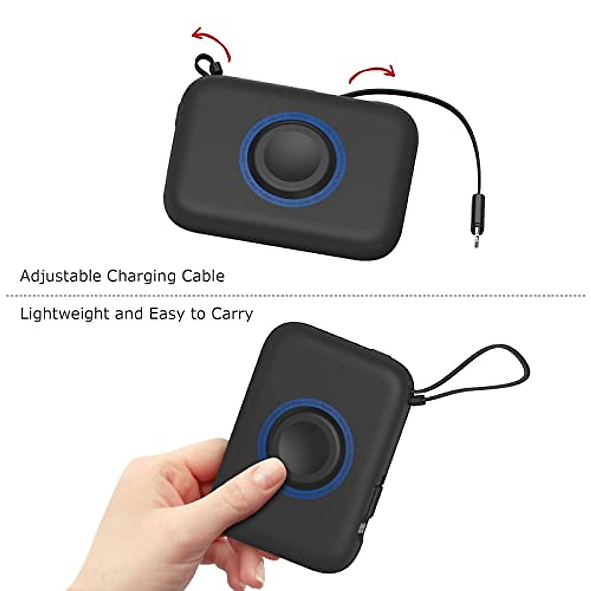 lifeegrn Wireless Portable Watch Charger for All Apple Watch Series, 5000mAh iWatch Magnetic Charger Power Bank with Built in Cable, Portable Watch and Phone Charger for iPhone13/12/11/Pro/Max, Black