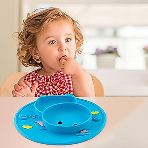 REDFMGBaby Divided Plate Silicone- Portable Non Slip Child Feeding Plate Suction for Children Babies and Kids BPA Free Baby Dinner Plate Microwave Dishwasher Safe