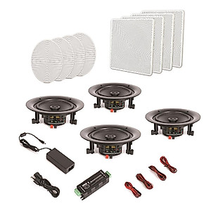 Pyle 8” 4 Bluetooth Flush Mount in-Wall in-Ceiling 2-Way Speaker System & Tweeter Stereo Sound 4 Ch Amplifier 250 Watt (PDICBT286) & Bluetooth Receiver Wall Mount - in-Wall Audio Control Receiver
