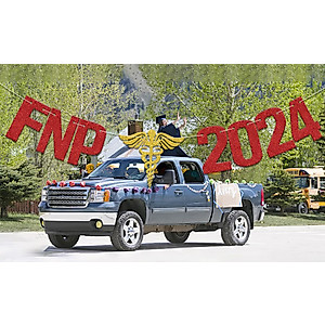 FNP 2024 Banner, Nurse Graduation Decorations, Nursing School Survivor, Masters Degree Graduation Decor Supplies Red Gold