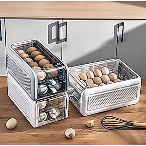 Generic Egg Holder/Container for Refrigerator, Large Capacity, High Quatily, Fresh MultiLayer Box Fridge for Chicken Egg, Storage Kitchen Organization, Chic Design (Gray, Medium 2-Layer 24 eggs)