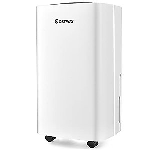 COSTWAY Dehumidifier for Large Room and Basements, 1500 Sq. Ft Portable 24 Pints Dehumidifier with 3 Modes, 2 Speeds, 12H Timer, Auto or Manual Drainage, 0.5 Gallon Water Tank, 4 Wheels for Home and Basements