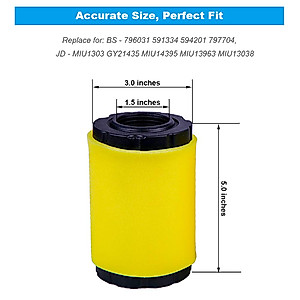 ZLKSKER 796031 Air Cleaner w/Fuel Filter, Replace for B&S 591334 594201 797704 31A507 31A607, Lawn Mower Air Filter