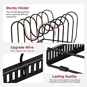 Mr Rabbi Pots and Pans Organizer Rack For Cabinet, 2 Pack Pot Lid Organizers, Or 1 Expandable Pot Rack For Kitchen Cabinet Pantry Bakeware Lid Holder with 10 Adjustable Compartments