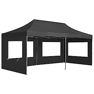 Professional Folding Party Tent with Walls Aluminum,Fruit Stand Gazebo,Deck Gazebo,Camping Gazebo,Hardtop Gazebo,Featuring a Folding Design,for Barbeque,Garden Party,Markets,19.7'x9.8' Anthracite