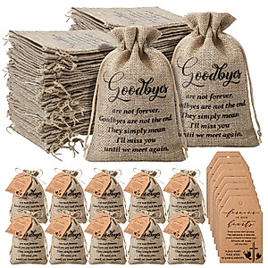 Tanlade 50 Sets Funeral Favors Forever in Our Hearts Seed Packet Favors Seed Sack Seed Organizer Burlap Bag with Prayer Memorial Tags and Twine for Celebration of Life Loss of Loved One(No Seeds)