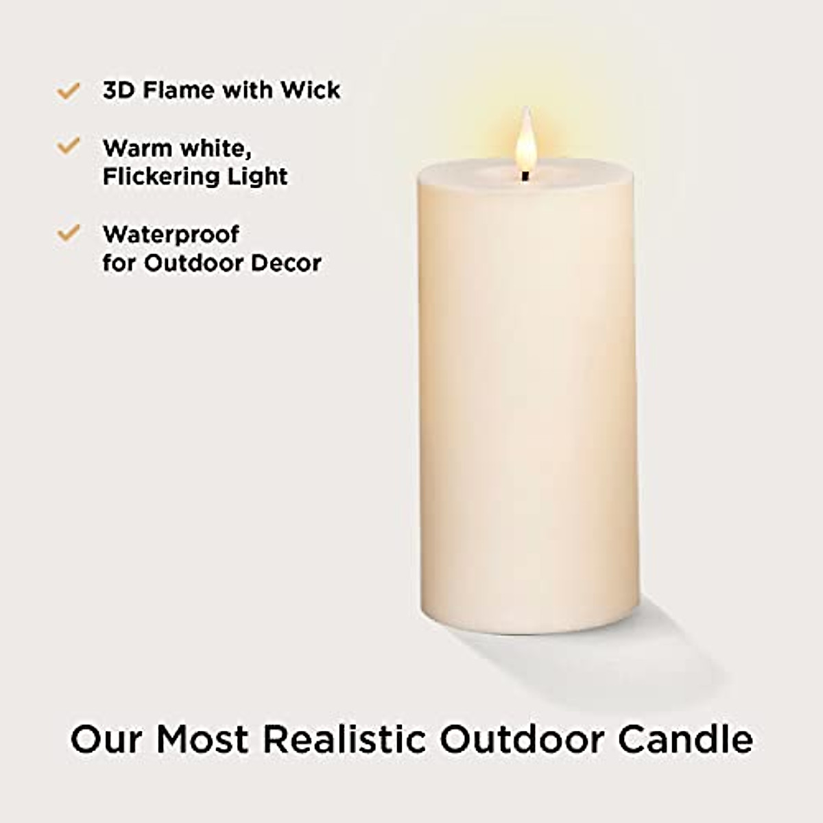 Outdoor Candle Lantern, Solar Powered - 15 Inch Tall, Black Metal, Open Frame (No Glass), Dusk to Dawn Timer, Decorative Large LED Lantern Lights for Front Porch, Garden or Patio Decor