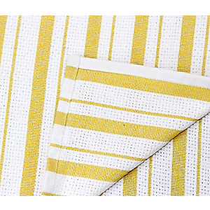 COTTON CRAFT Oversized Kitchen Towels -4 Pack 100% Cotton Basketweave Tea Dish Towels - Absorbent Reusable Low Lint Quick Dry - Cooking Drying Restaurant Bar Cleaning Cloth Napkin -20x30 Yellow Stripe