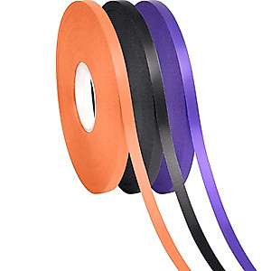 3 Rolls Curling Ribbon for Gift Wrapping for Bows Bouquet,Wedding,Floral Arrangement 01 Black,Purple,Orange 3/16 Inch