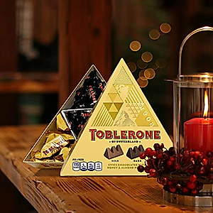 Toblerone Tiny Swiss Chocolate Gift Set, Dark Chocolate, Milk Chocolate Candy Bars with Honey & Almond Nougat, 7.05 oz (25 Pieces)