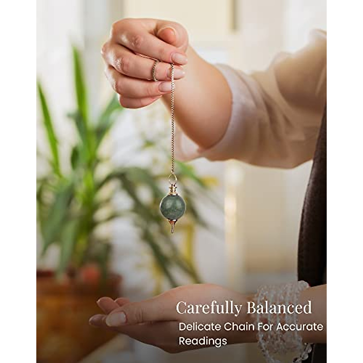 Green Jade - Dowsing Pendulum - Crystal Pendulums - Divination Tools - Healing Crystals - Celtic Pendulum - Scrying Crystal - Reiki Supplies - Crystal Gift