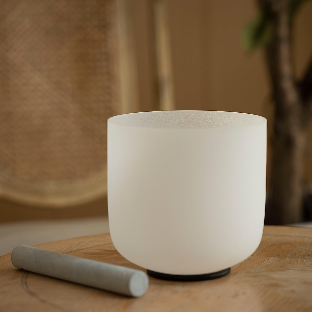 KVKA 8 Inch Crystal Singing Bowl, C Note Root Chakra, Frosted Quartz Sound Bowl,With Carrying Case,Suede Striker (432 hz, C Note Root Chakra)