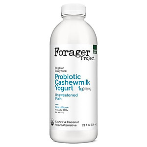 Forager Project Probiotic Drinkable Cashewmilk Yogurt, Unsweetened Plain, 28-Ounce