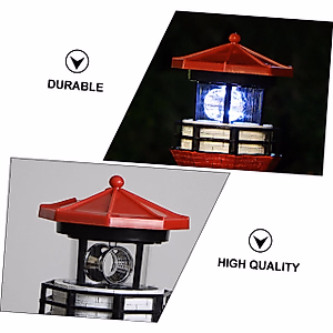 Abaodam 1Pc Solar Rotating Light Patio Lamps Outdoor Outside Patio Light Outdoor Patio lamp Garden Lighthouse Rotating Lighthouse Light Outdoor LED Solar Lights Revolving Light Shine Resin