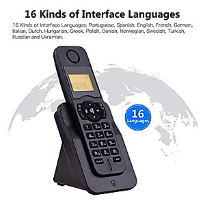 dsfen Expandable Cordless Phone Telephone with LCD Display Caller ID 50 Phone Book Memories Hands-Free Calls Conference Call 16 Languages Support 5 Handsets Connection for Office Business Home