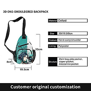 HANDAFA Unisex Genshin Impact Single Shoulder Bag Game Project Cosplay Sling Backpack Casual Daypack(Xiao)